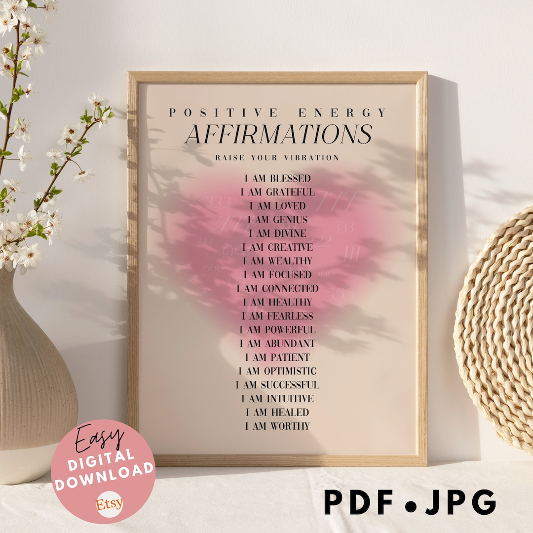 Positive Energy Daily Affirmations INSTANT Download, Manifestation Art ...
