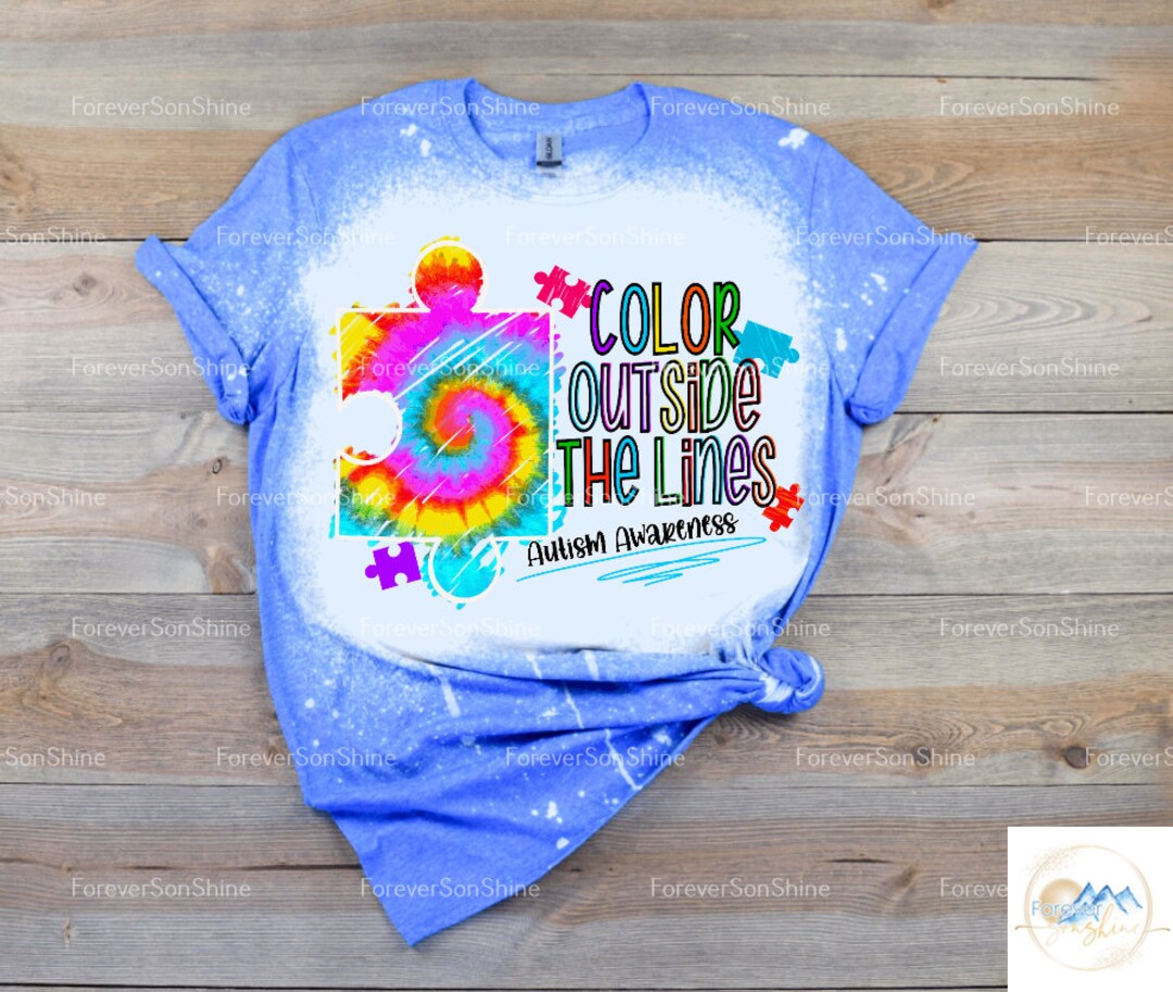 Autism Color Outside the Lines Bleach Shirt - Etsy