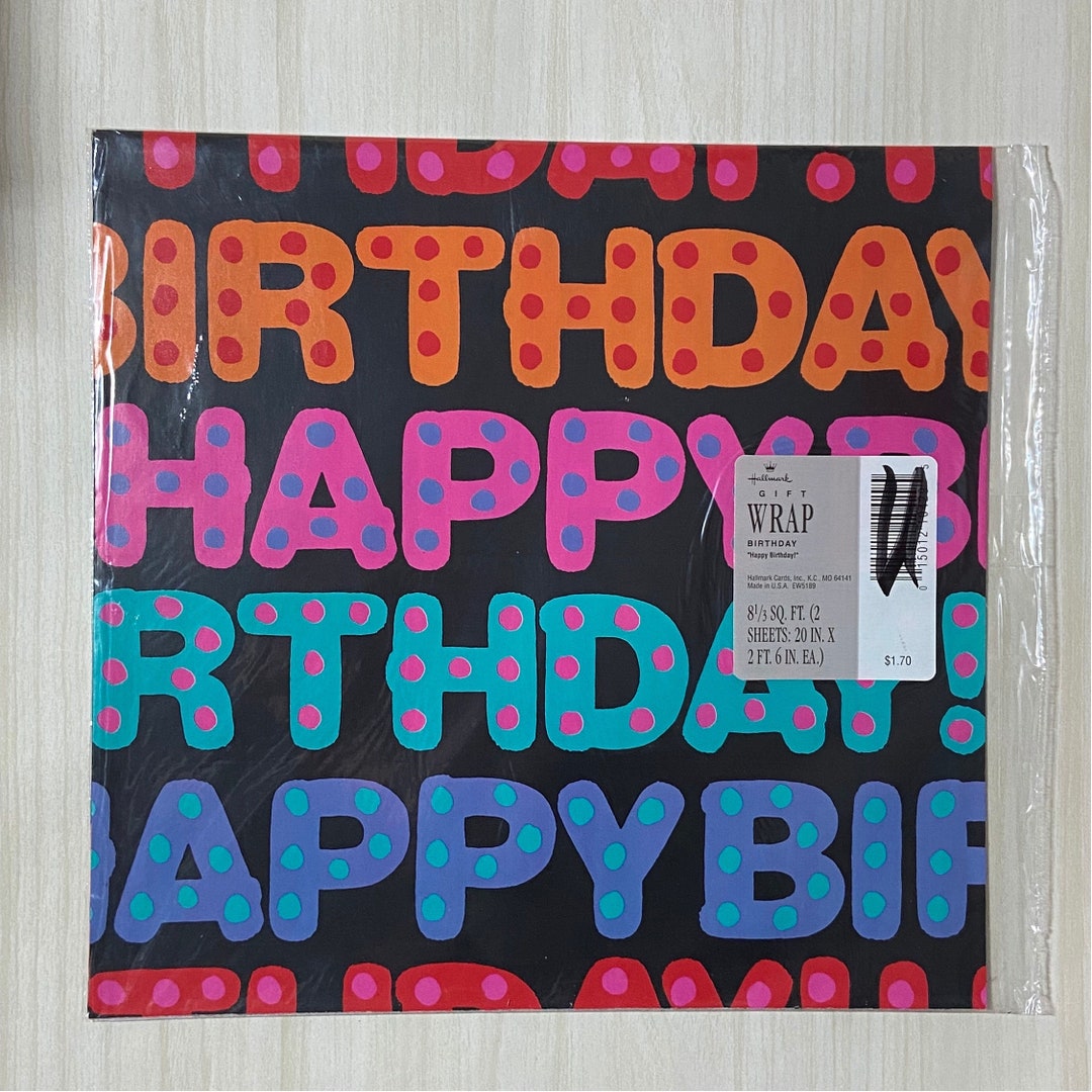 90s Y2K HAPPY BIRTHDAY Graphic Gift Wrap Hallmark Old Stock NOS Vintage ...
