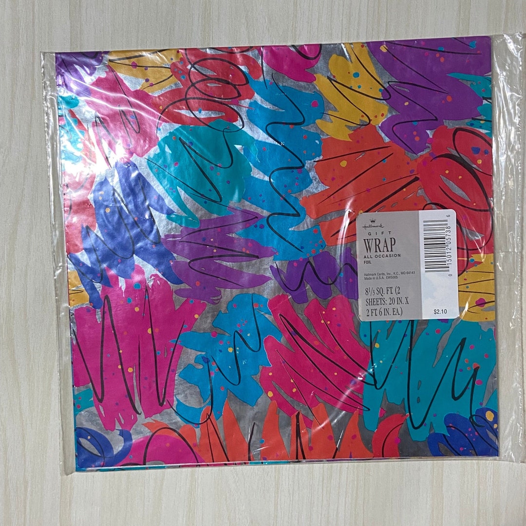 Abstract 90s Y2K Graphic Foil Gift Wrap Colorful Metallic Vintage ...