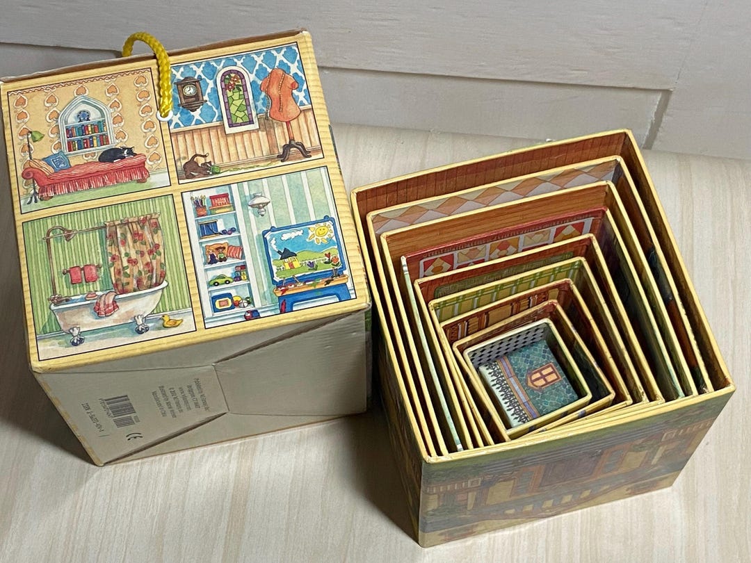 Doll House Building Blocks Victorian Vintage Stacking Nesting Toy Set ...