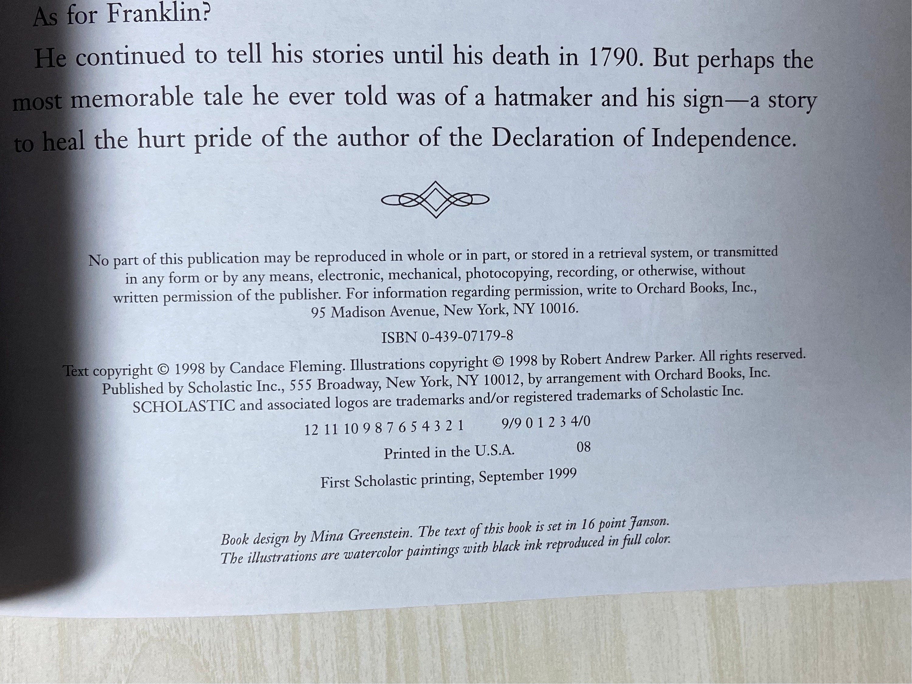 The Hatmaker’s Sign A Story by Benjamin Franklin Scholastic Softcover ...
