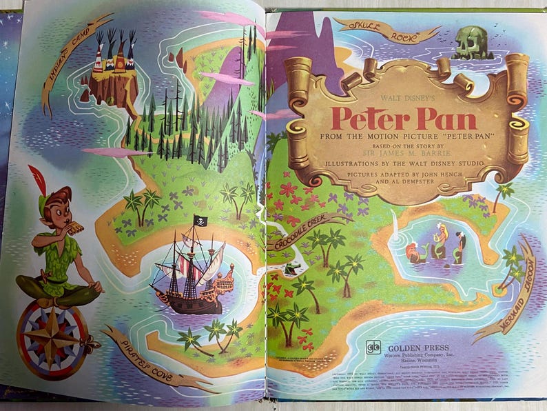 Walt Disney’s PETER PAN 1973 Vintage Golden Book Oversized Hardcover ...