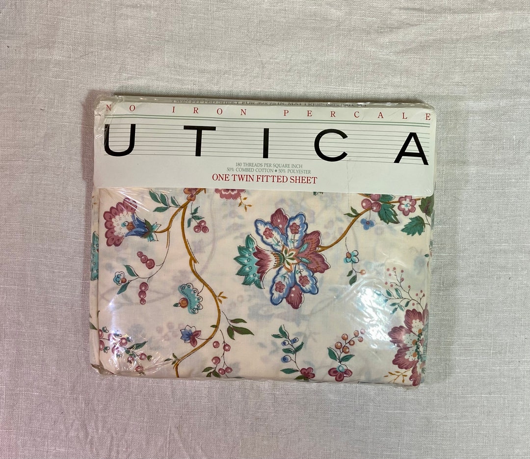 80s Vintage RAJ Utica Twin Fitted Sheet Twin Bed Stevens Floral Made in ...