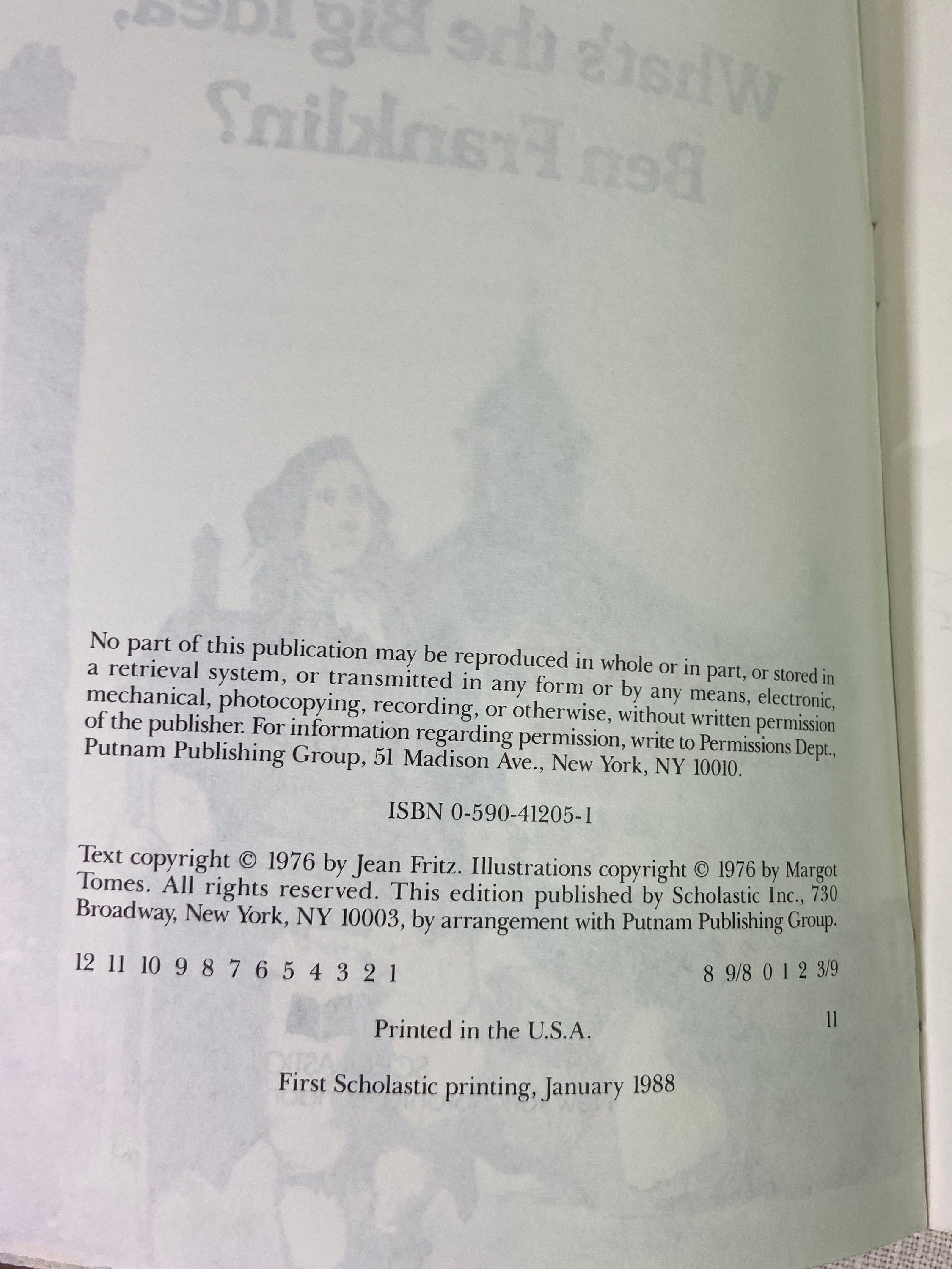 Whats the Big Idea Ben Franklin Jean Fritz American History - Etsy