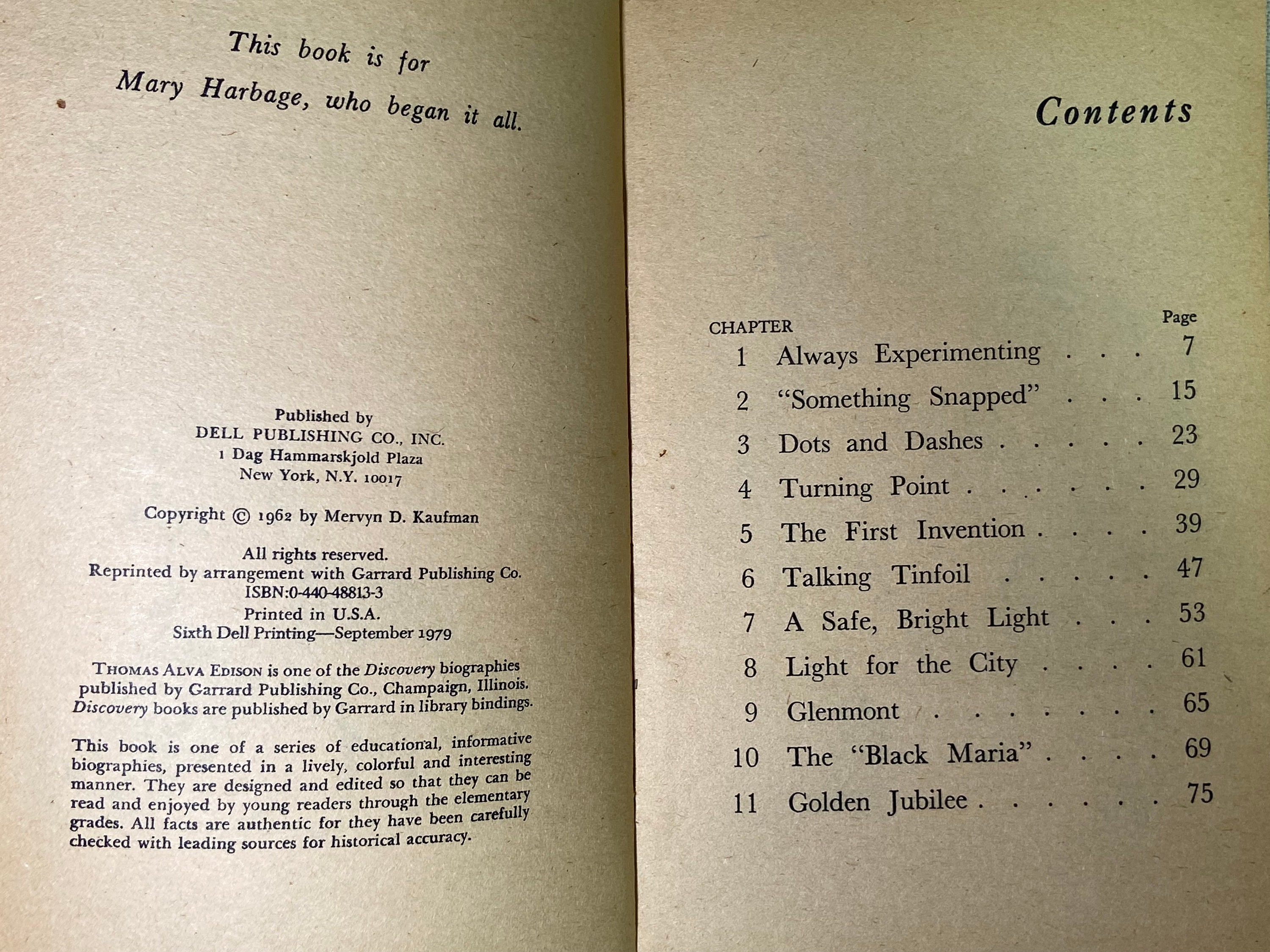 1970s Thomas Alva Edison by Mervyn D Kaufman Softcover Yearling ...