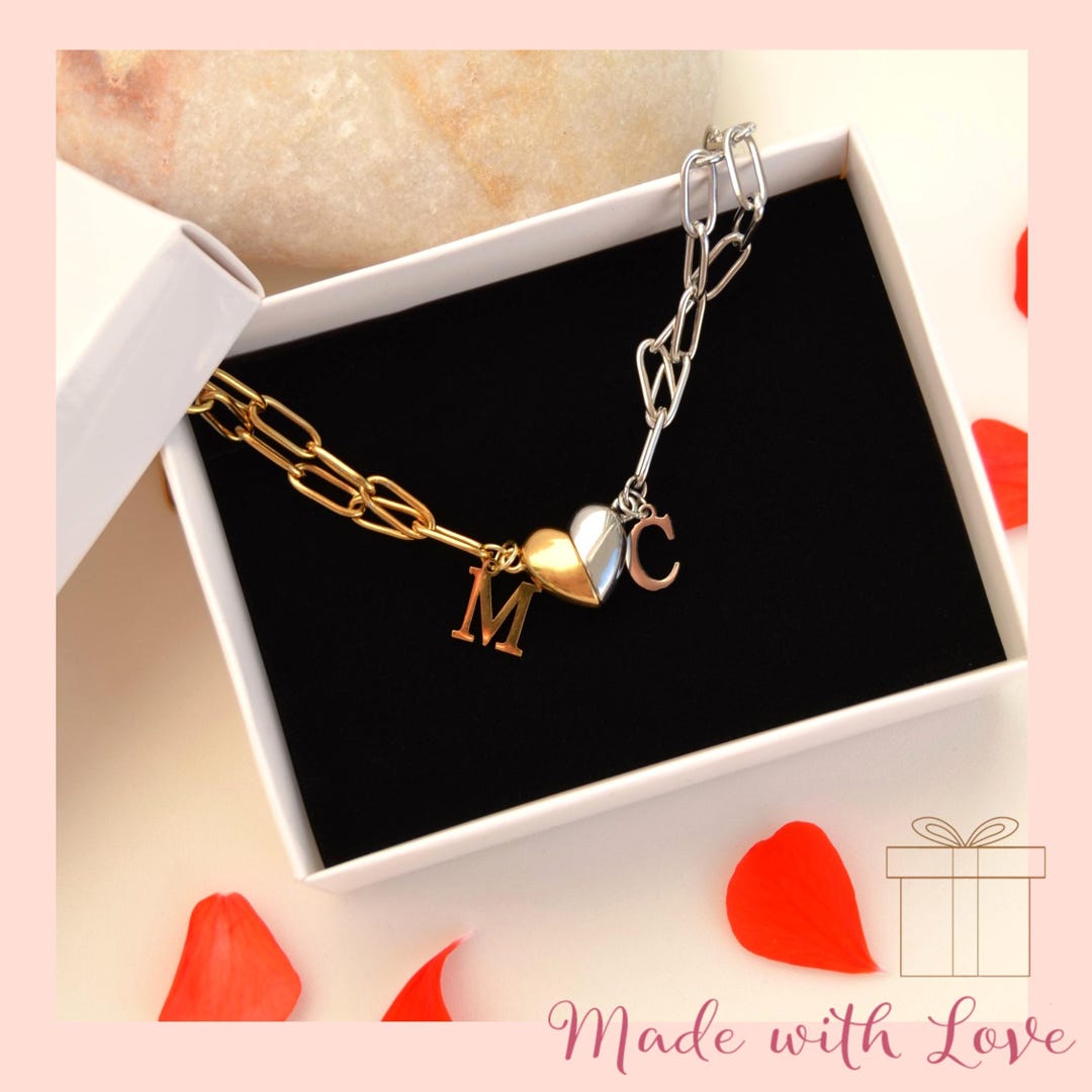 Matching Heart Magnetic Couple Necklace: Stainless Steel Partner ...