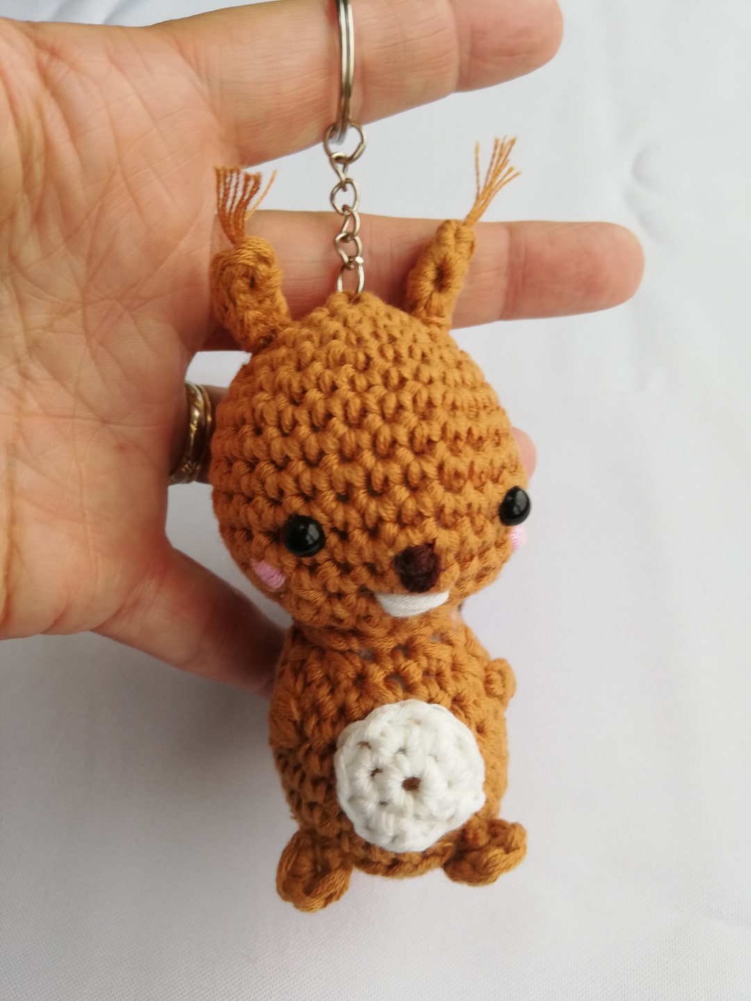 Squirrel Keychain, Crocheted Mini Amigurumi Squirrel, Handmade Animal ...