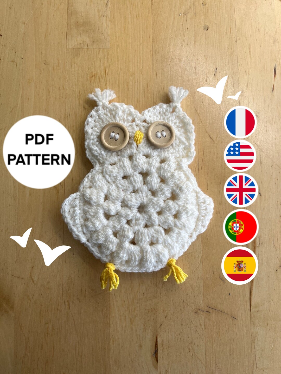PATTERN ONLY, Digital File to Download, Crochet Owl Pouch, Owl Pattern ...