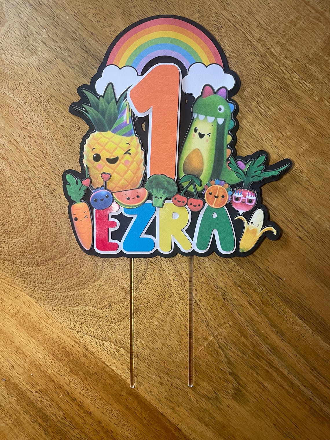 Hey Bear Dancing Fruits Cake Topper - Etsy