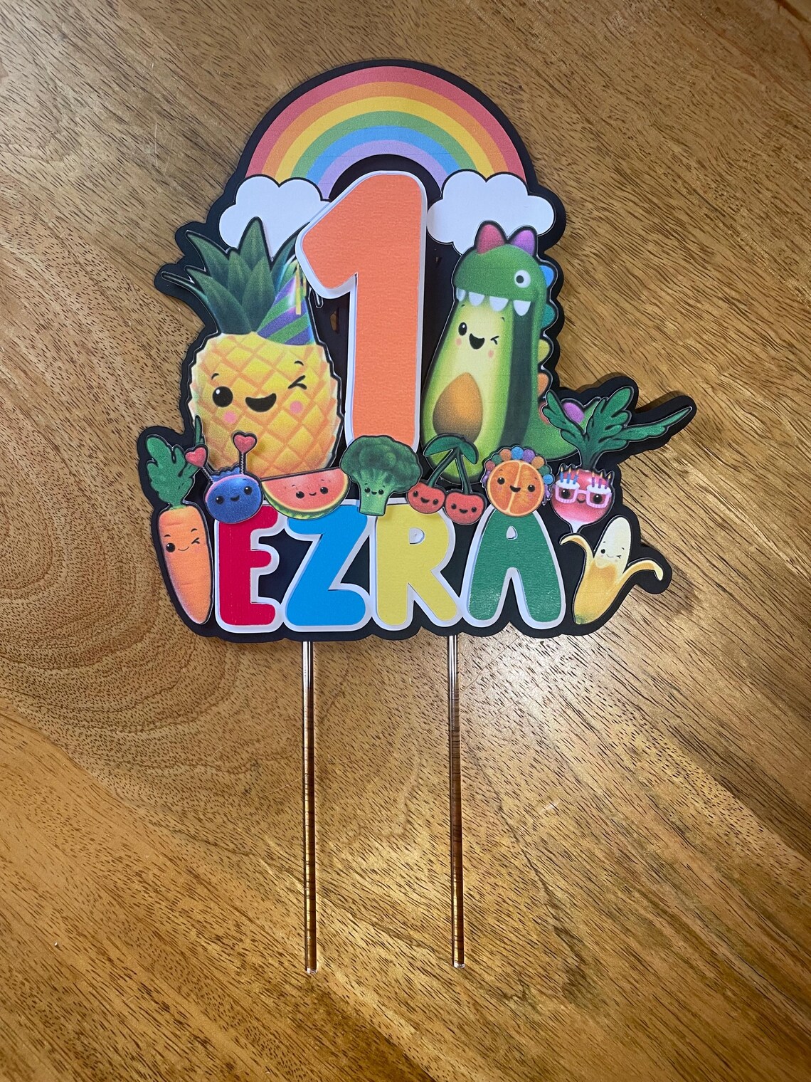 Hey Bear Dancing Fruits Cake Topper - Etsy