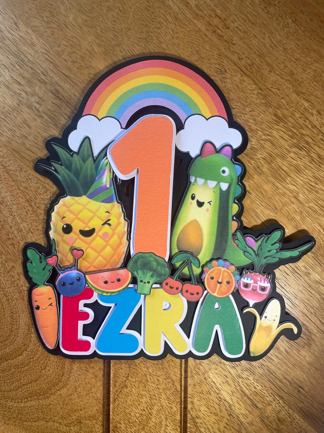 Hey Bear Dancing Fruits Cake Topper - Etsy
