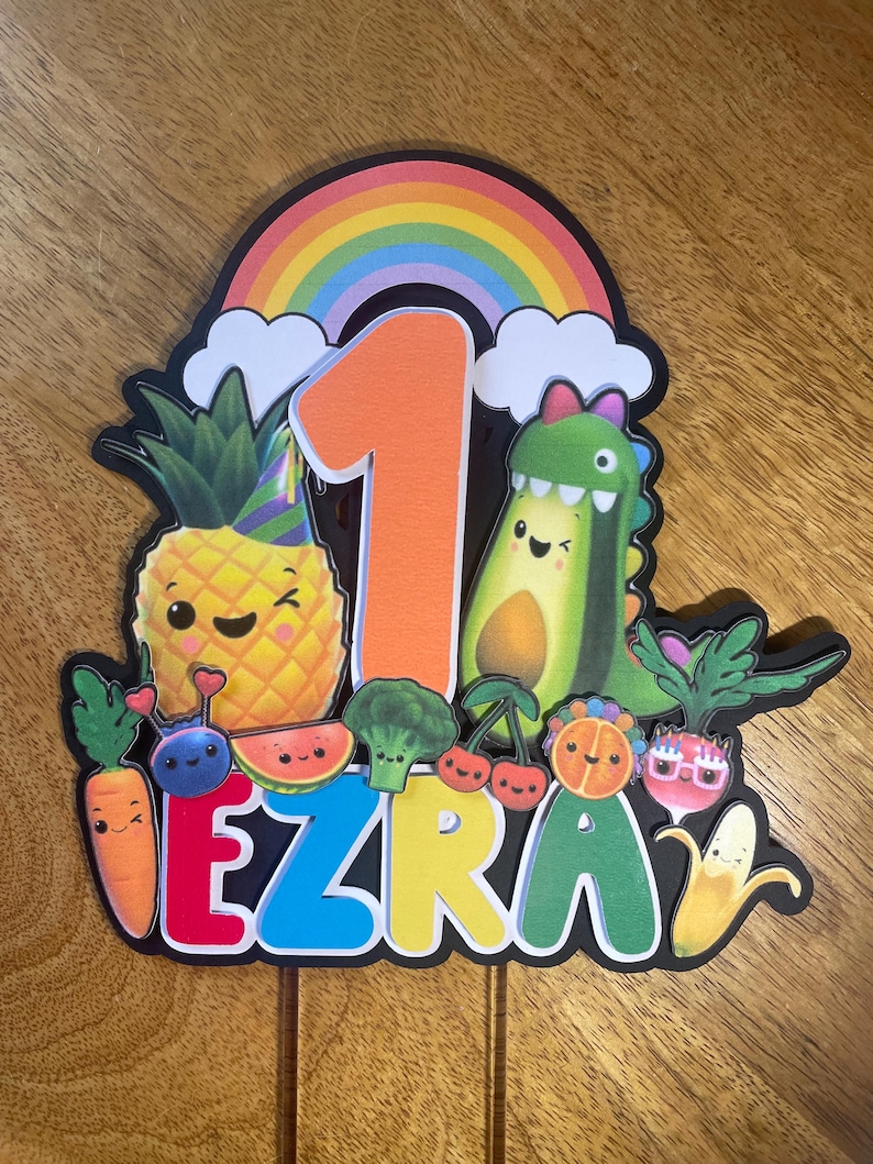 Hey Bear Dancing Fruits Cake Topper - Etsy