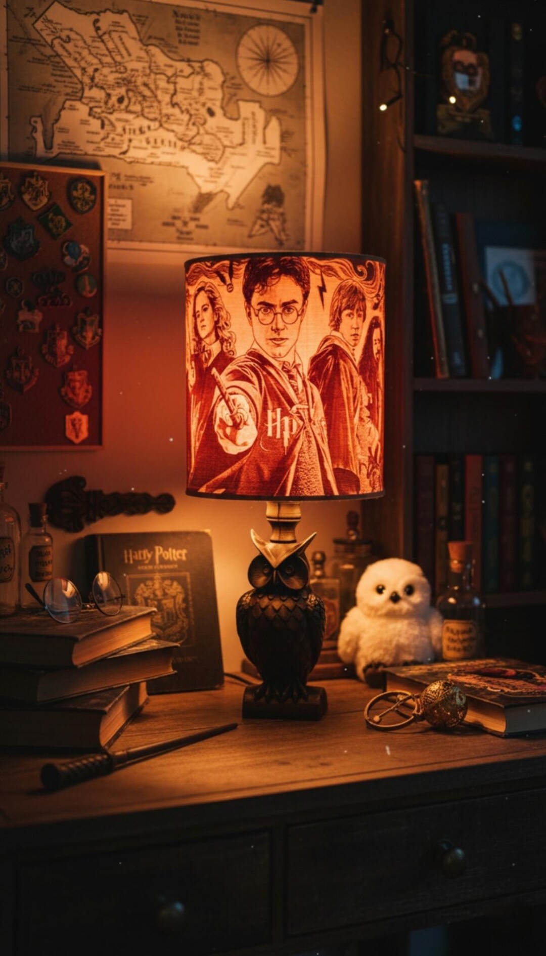 Harry Pottery Hedwig Lamp | Owl Desk Light, Wizard Silhouette Shade ...