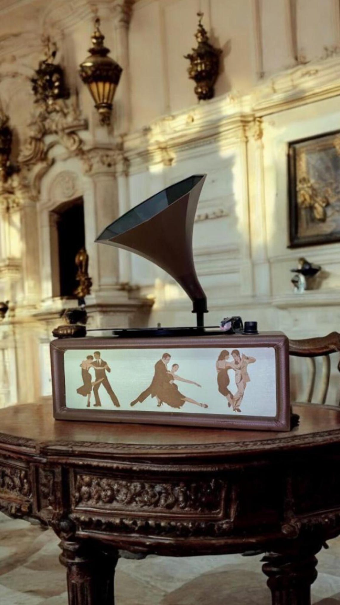 Wooden Gramophone | Bluetooth Vinyl Record Player | Vintage Sound ...