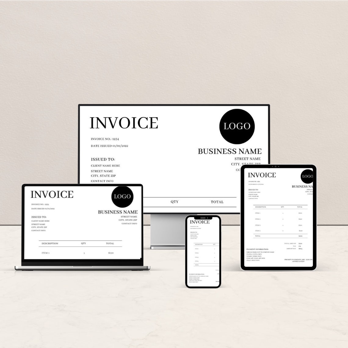 Digital Invoice Template L Client Invoice L Business Template L ...