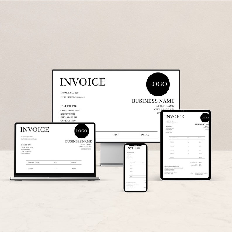 Digital Invoice Template L Client Invoice L Business Template L ...