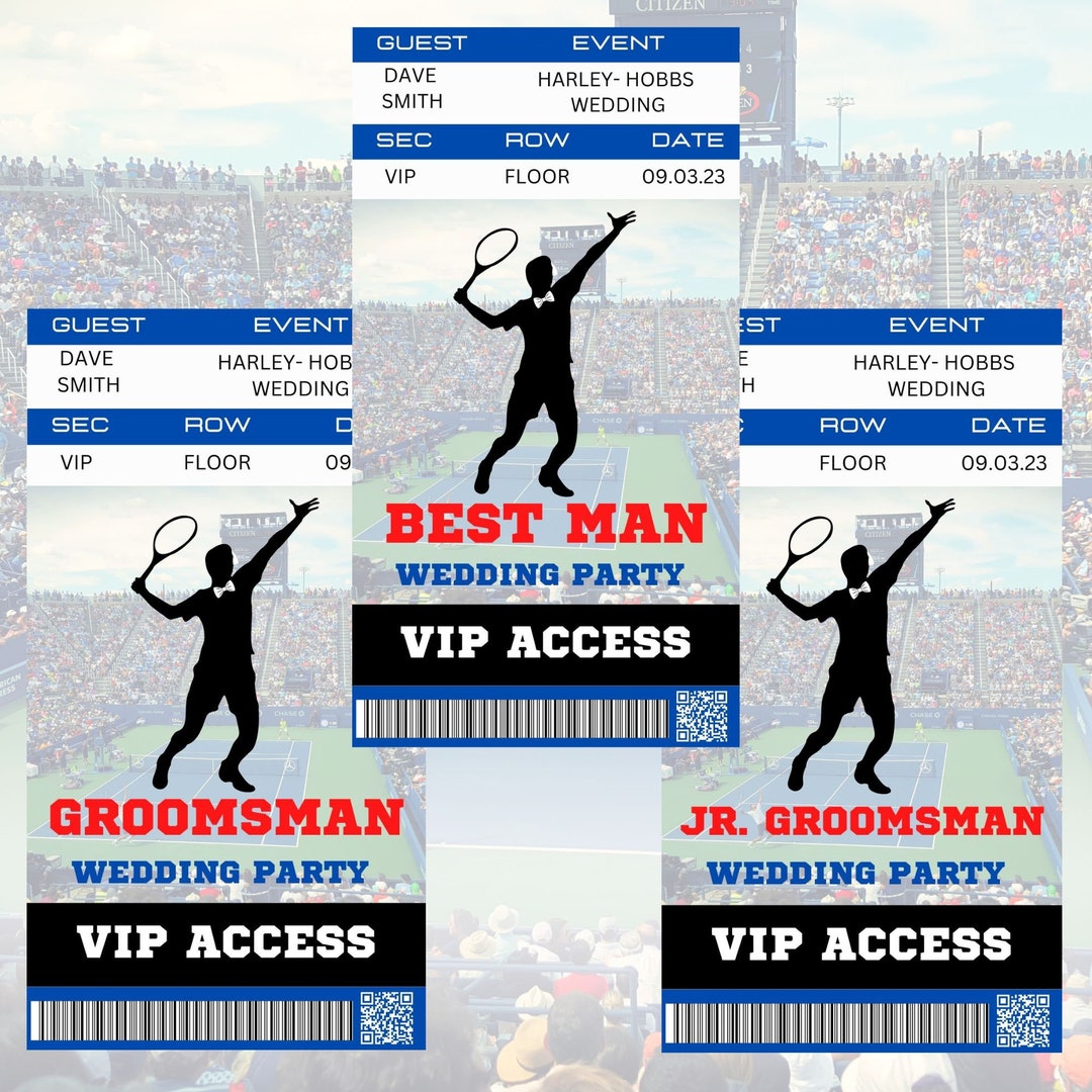Tennis Groomsmen Proposal Ticket Template | Best Man VIP Wedding Invite ...