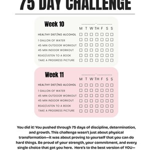 75 DAY Challenge Tracker Printable PDF | 75 Day Fitness Habit Countdown ...