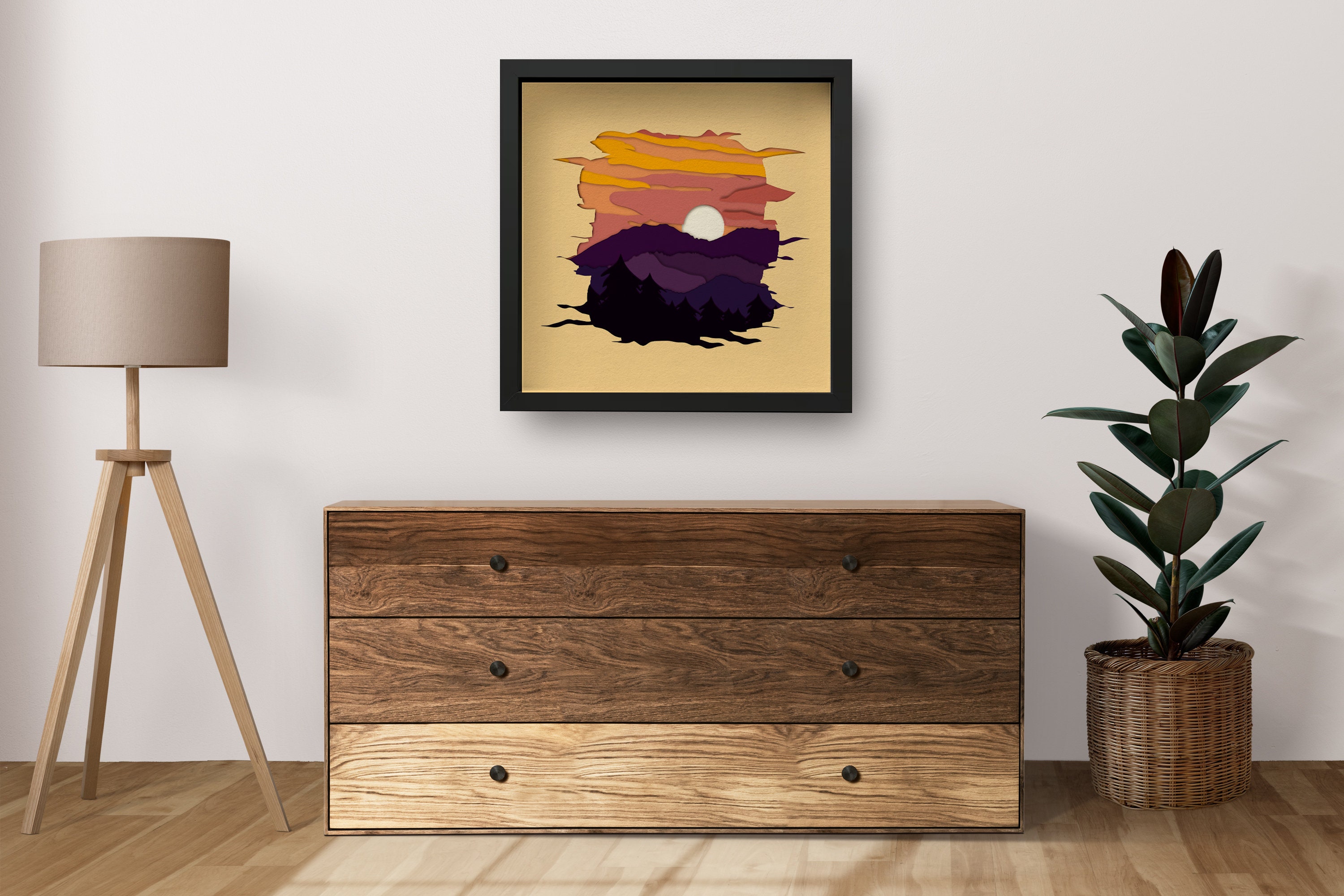 3D Sunset Landscape Shadow Box SVG and Multi-layered Paper Cut - Etsy