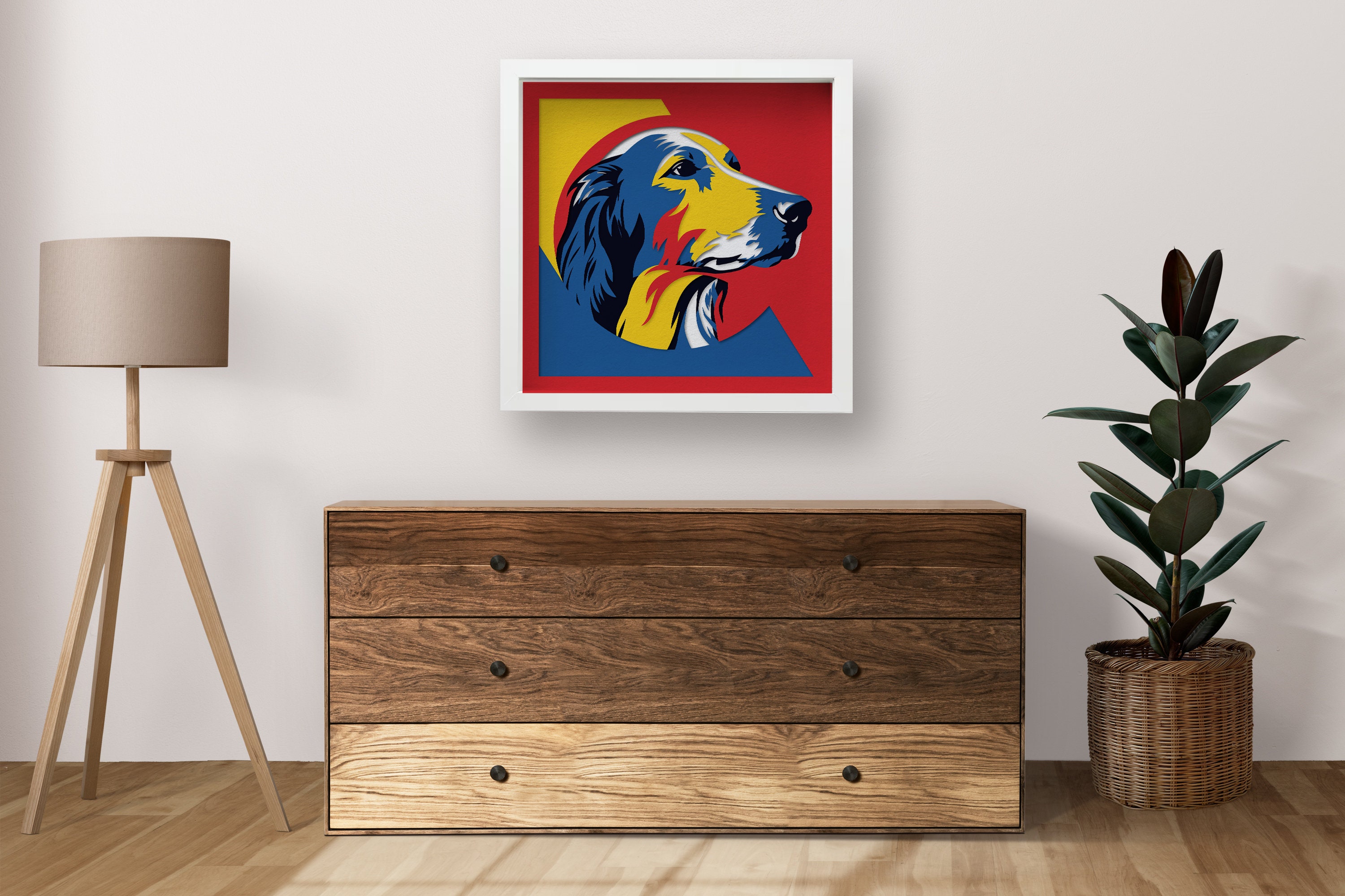 Colorful Dog Shadow Box SVG and 3D Paper Cut Template, Layered for ...