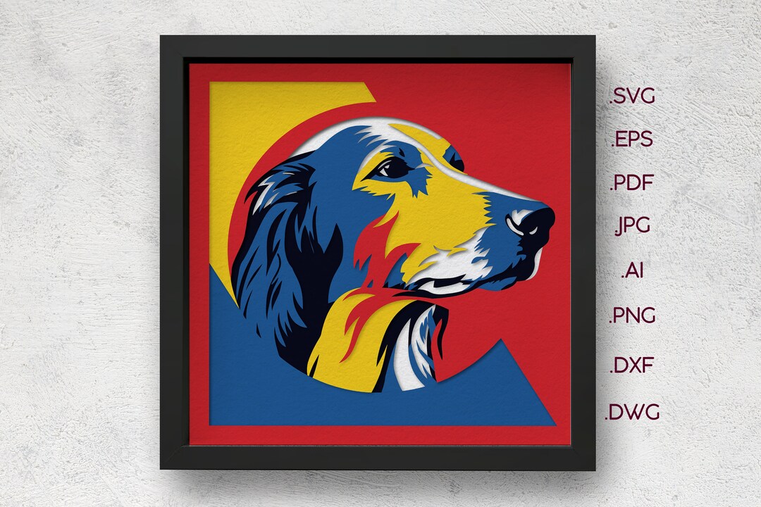 Colorful Dog Shadow Box SVG and 3D Paper Cut Template, Layered for ...