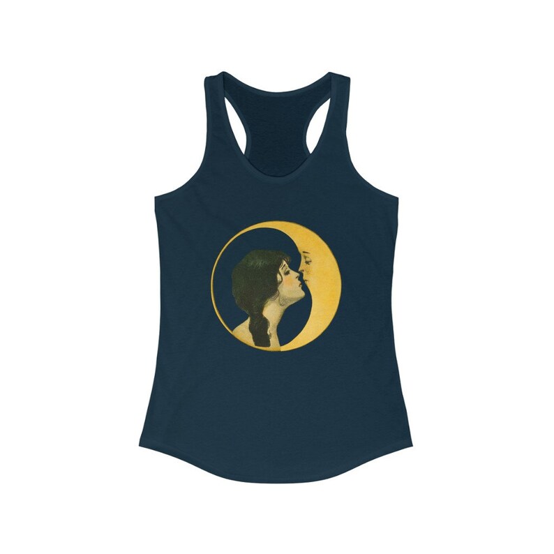 Art Deco Moon Tank Top Women, Retro Moon Girl Kissing the Moon Shirt ...