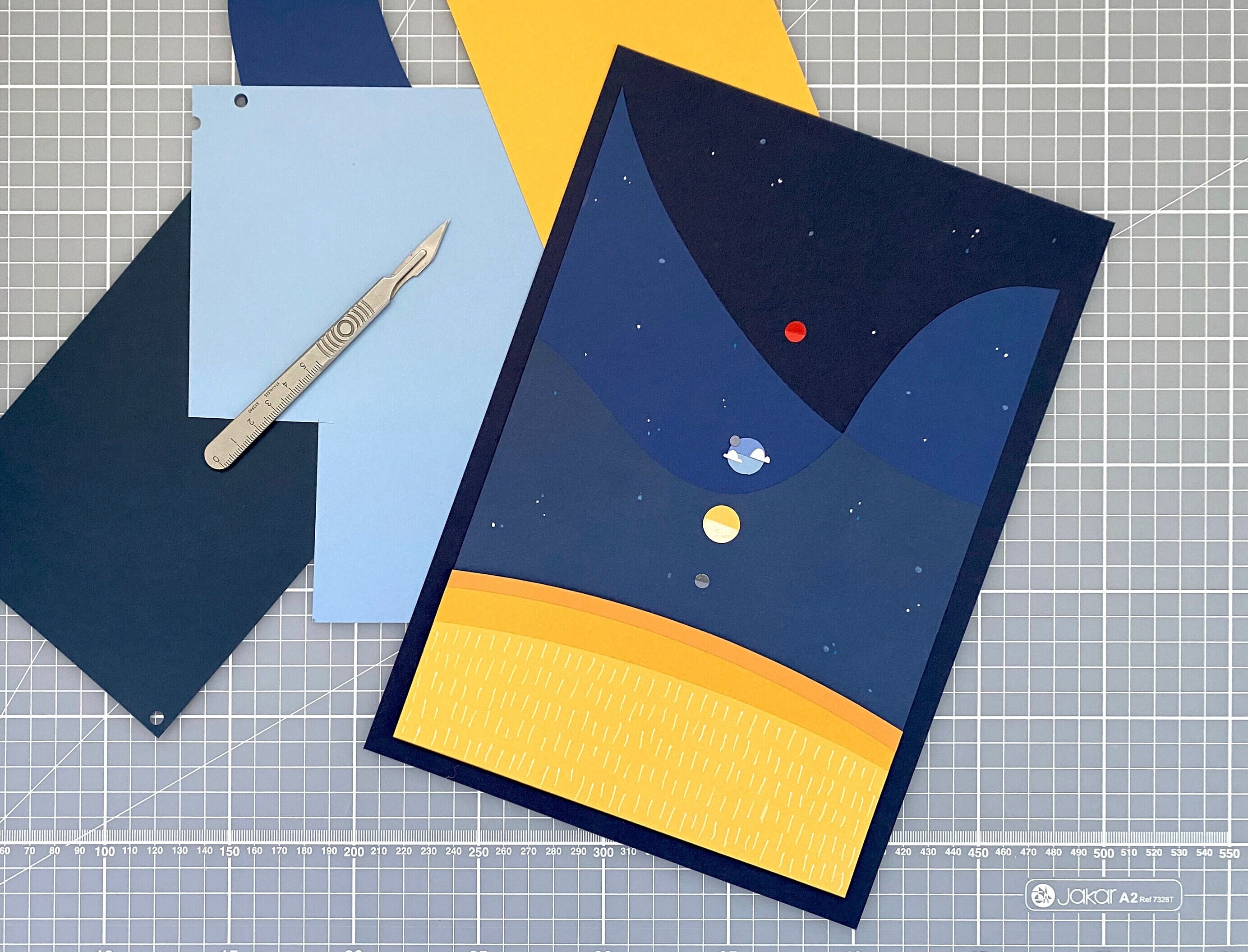 Original Papercut Tiny Rocks in Space A4, Wall Art, Unique Piece, Earth ...