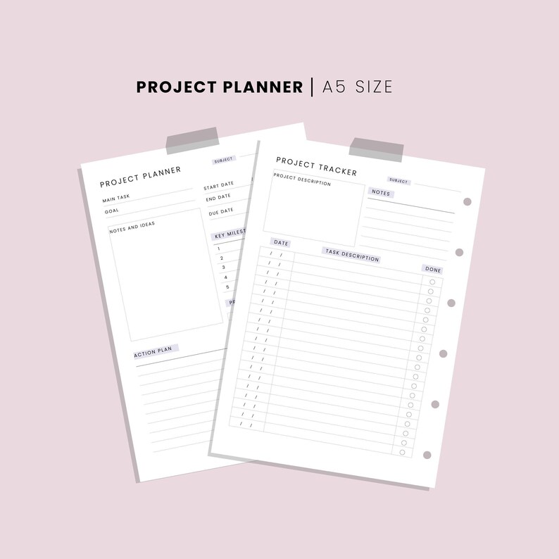 PRINTABLE A5 Printable Project Planner, Printable Student Planner, Work ...