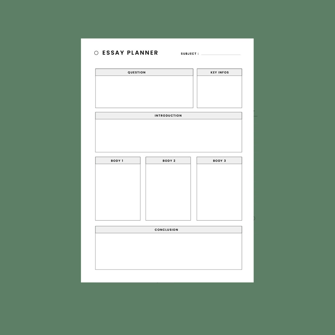 Printable Essay Planner for Students | Essay Writing Template ...