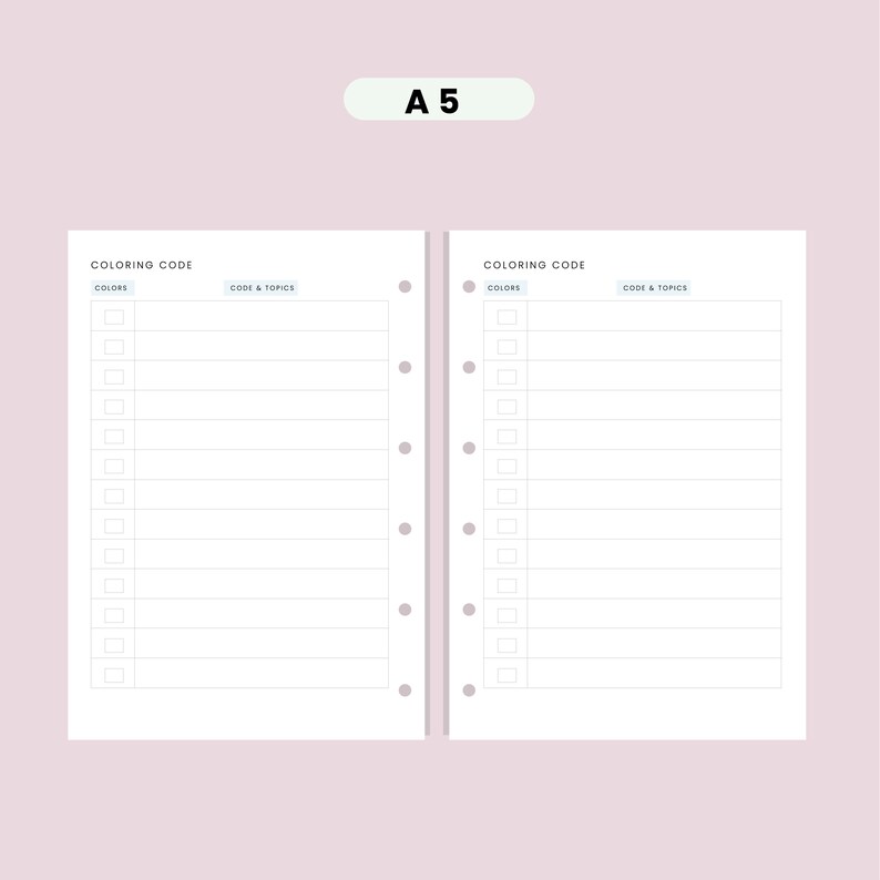 Coloring Code Printable, A5 Coloring Code Planner Coloring Printable ...