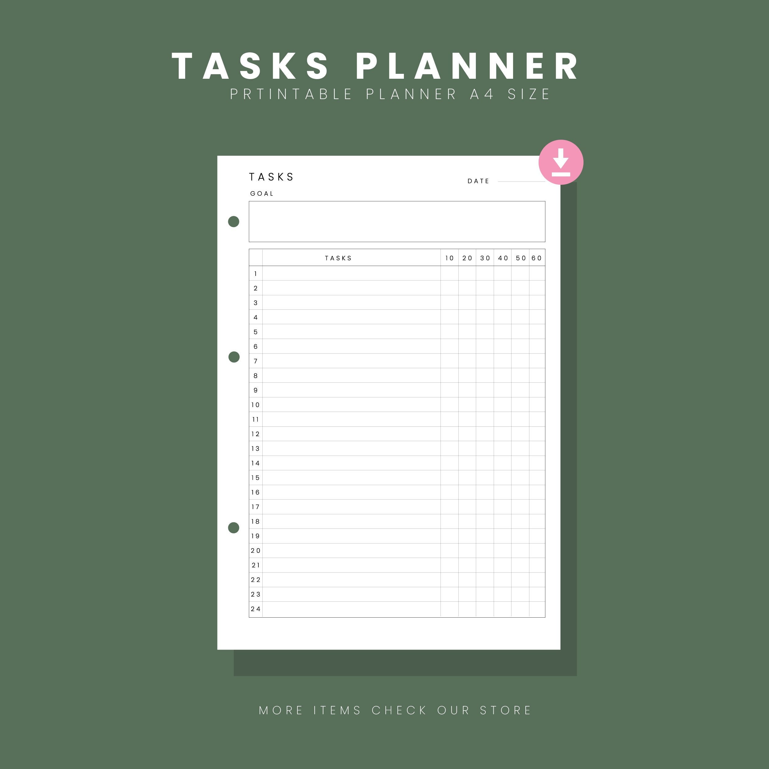 10 Minute Tasks Planner Printable | Pomodoro Time Tracker Planner ...