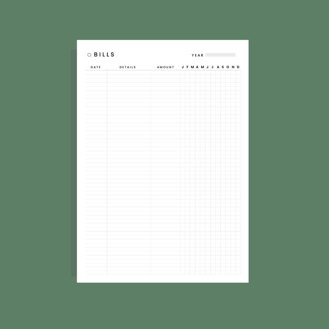 Yearly Bill Tracker Printable A4 US Letter size Monthly Bill | Etsy