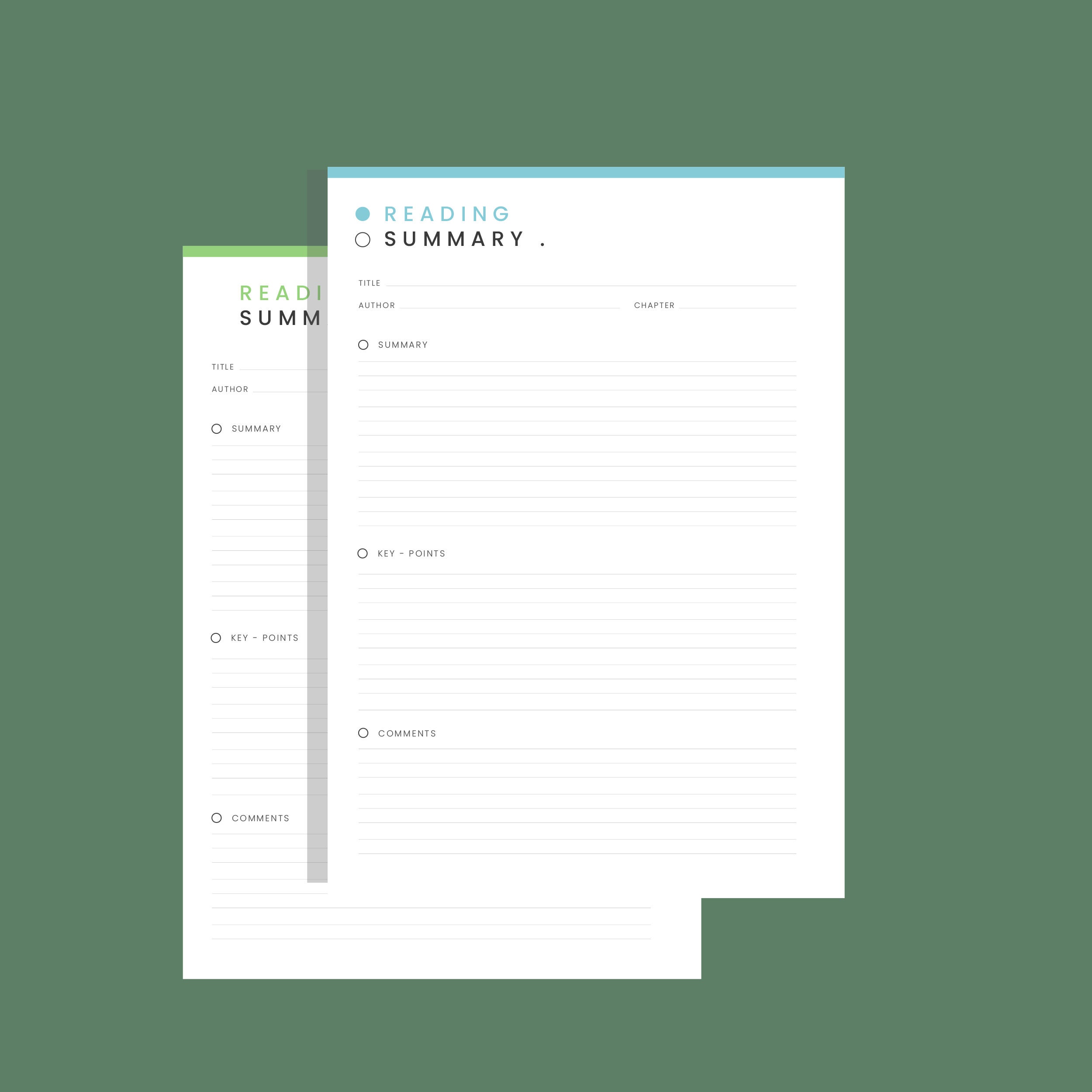 Reading Summary - Printable PDF - Reading Keeper - 3 Colors , School ...