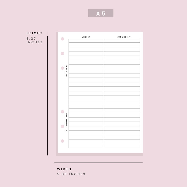 Printable Lined Action Priority Matrix Quick Wins Major | Etsy