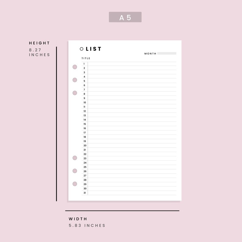 Monthly List Printable, 30 Day List, Productivity Planner, Printable ...