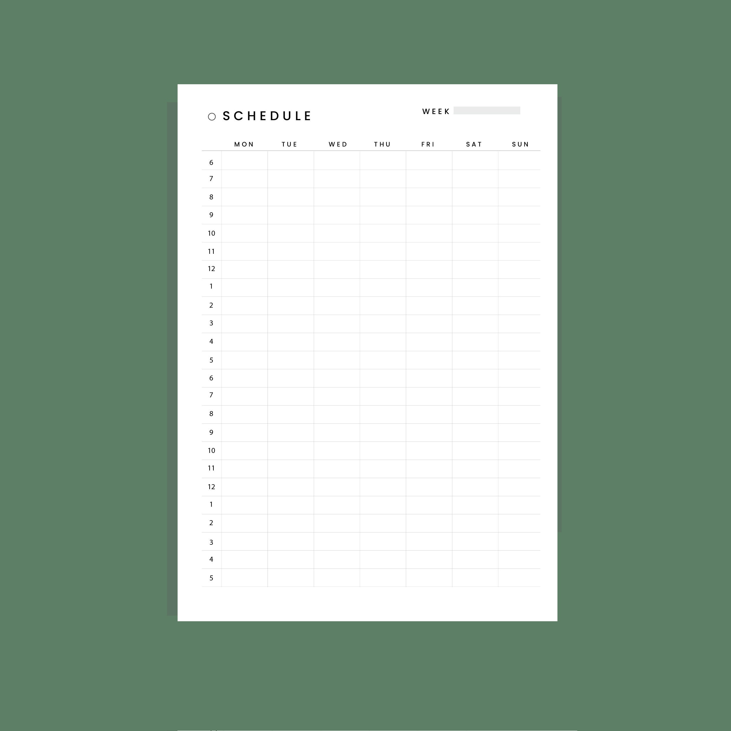 7 Days Weekly Schedule, Printable Weekly Timetable, Time Blocking ...