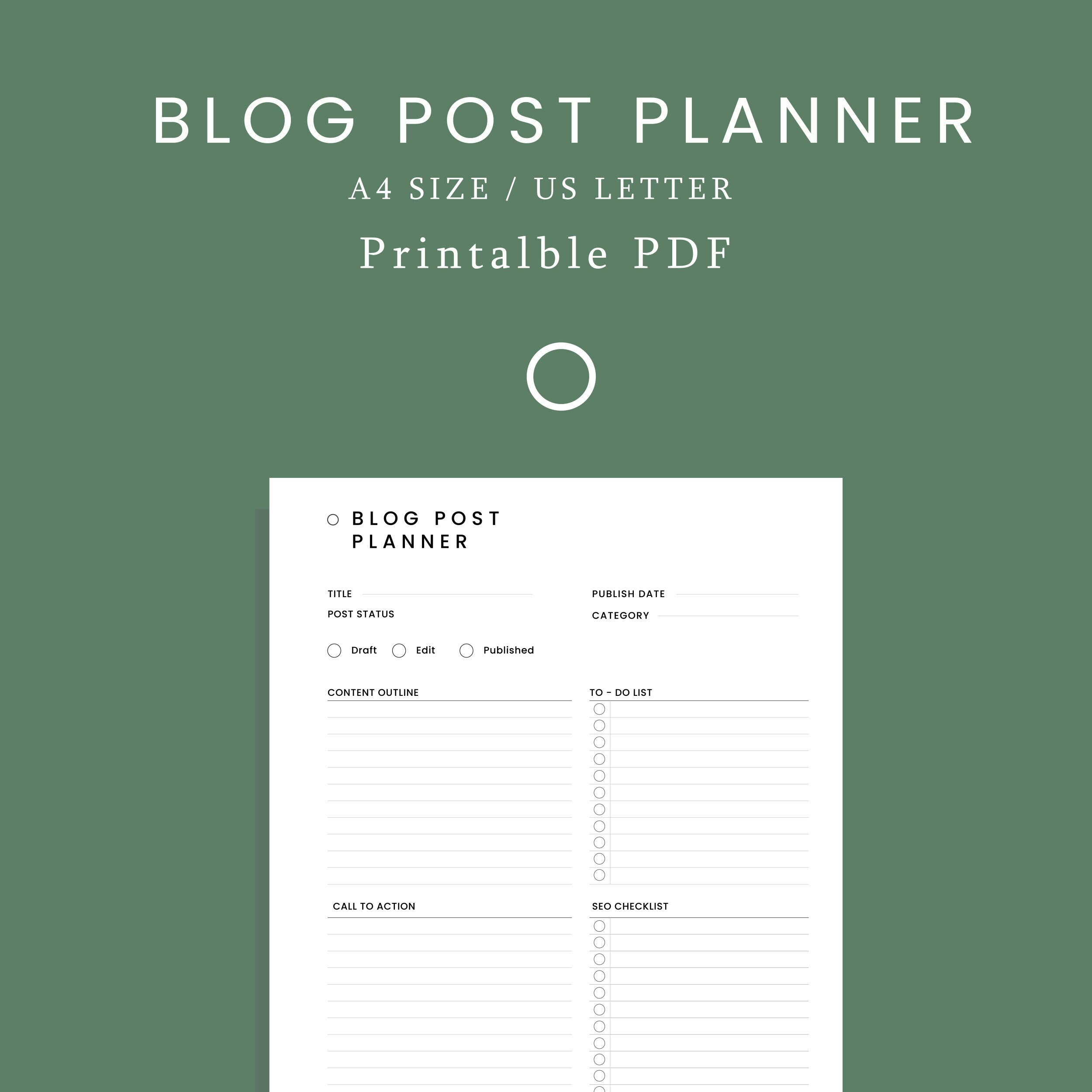 Blog Post Planner | Printable Blogging Planner | Blog Post Checklist ...