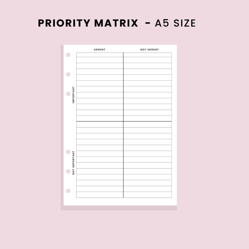 Printable Lined Action Priority Matrix Quick Wins Major | Etsy