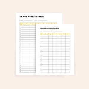 Class Attendance Tracker Printable Sheet for Student Names + Daily Check-in Printable & Digital ...