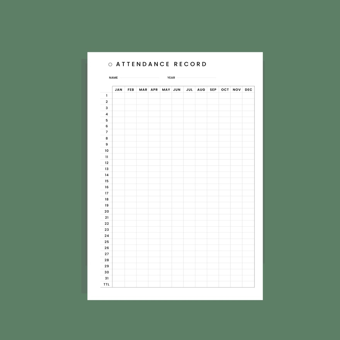 Printable Homeschool Attendance Record PDF Attendance | Etsy