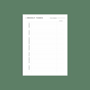 Weekly Tasks Printable A4 US Letter Size Weekly Agenda Weekly | Etsy