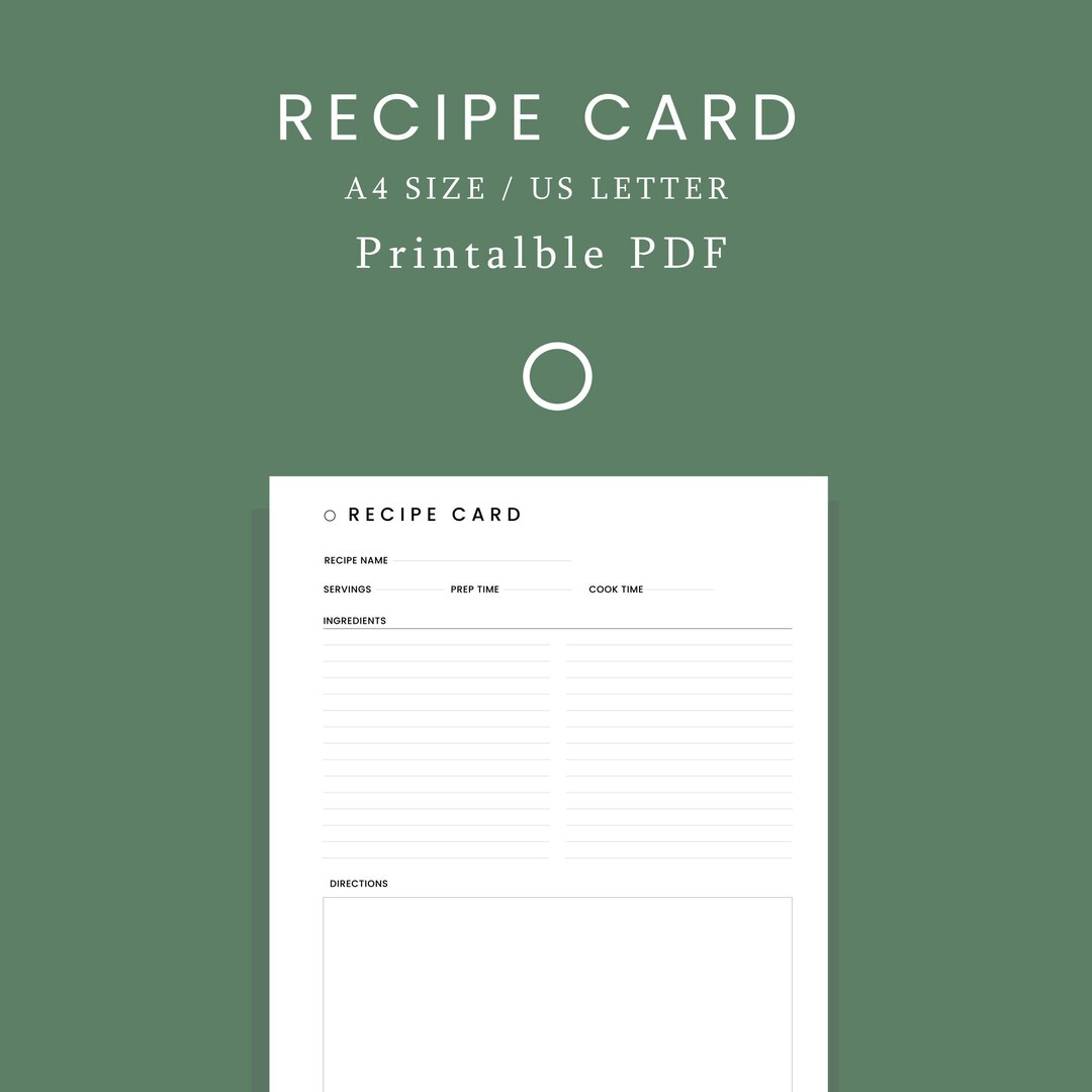 Printable Recipe Card Template | Recipe Journal | Recipe Planner ...