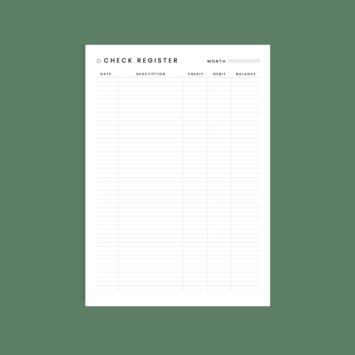 Printable Checkbook Register A4 US Letter Size Checking | Etsy