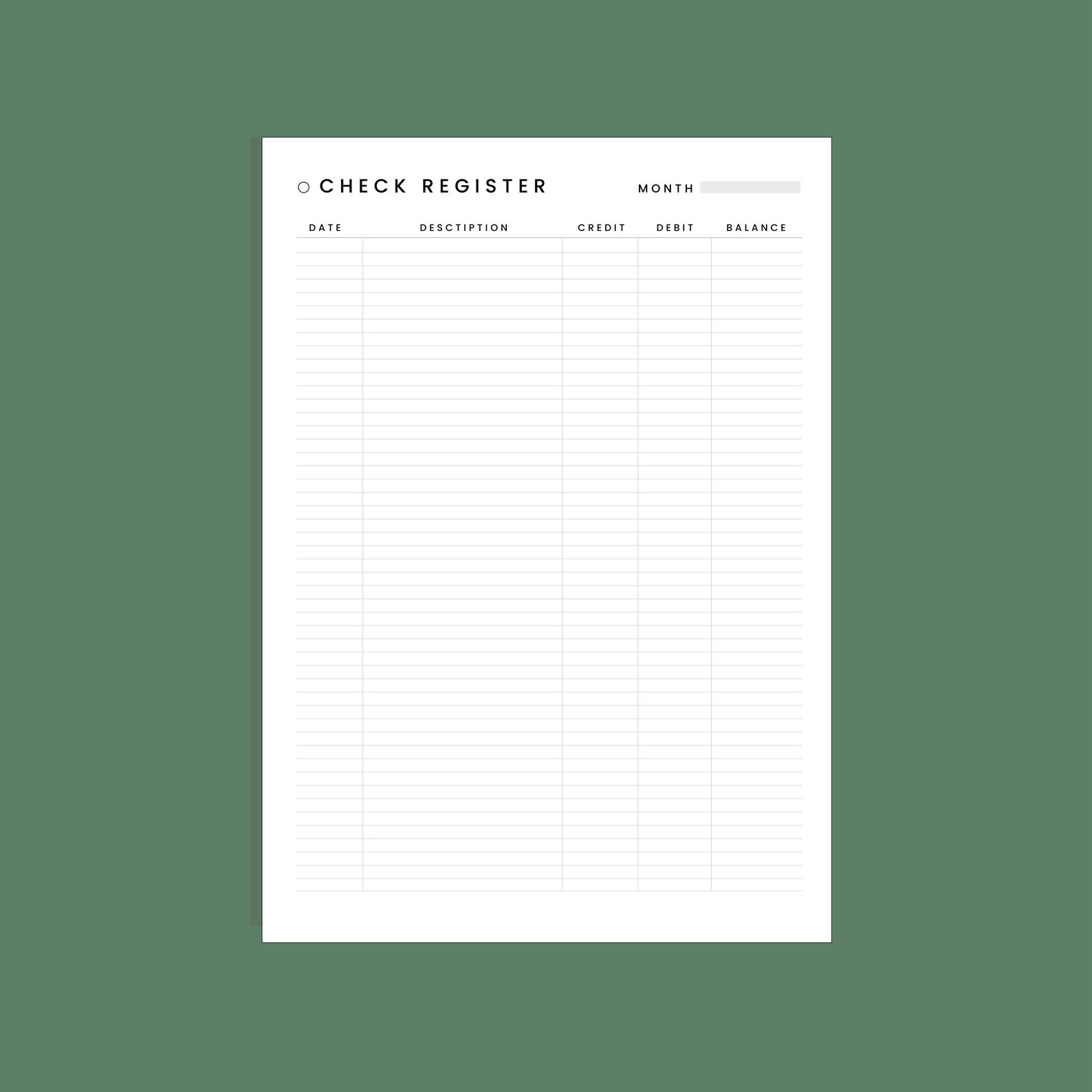 Printable Checkbook Register A4 US Letter Size Checking | Etsy