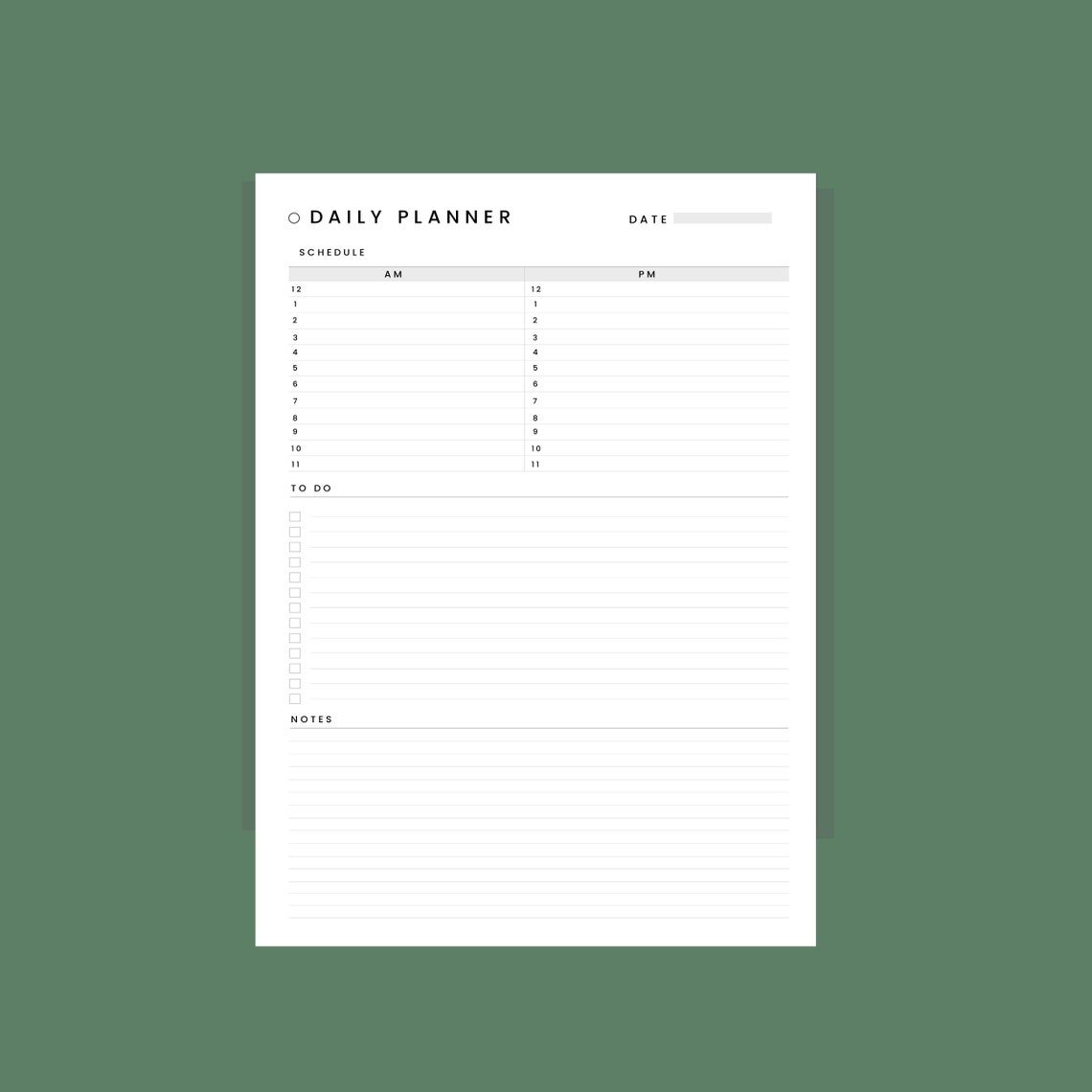 24hour Planner A4 US Letter Size Printable Daily Planner Day Work ...