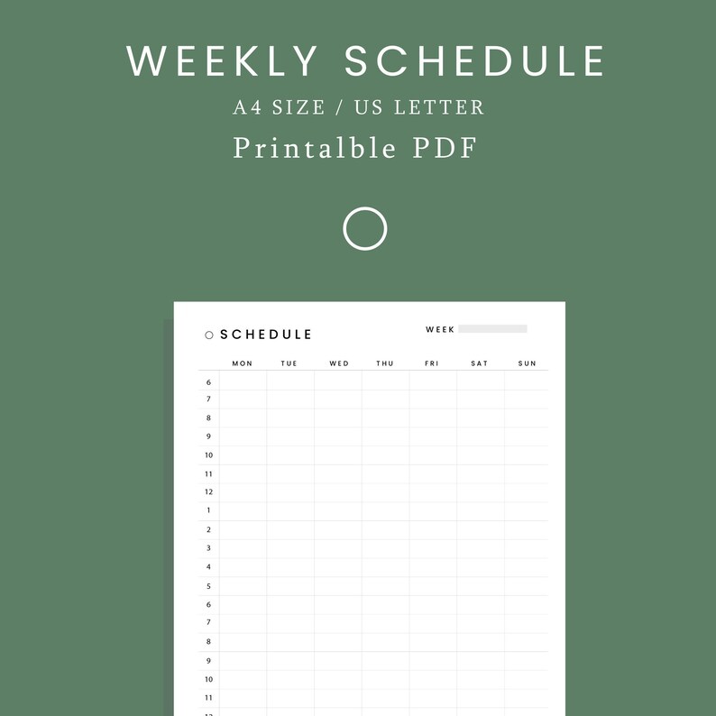 7 Days Weekly Schedule, Printable Weekly Timetable, Time Blocking ...