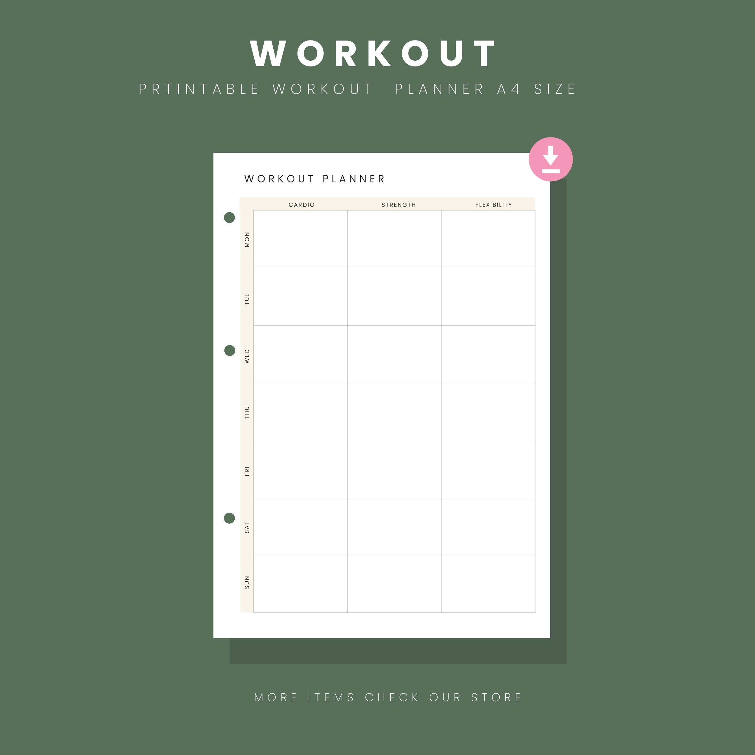 Weekly Workout Fitness Planner PDF, Exercise Tracker Printable Planner ...