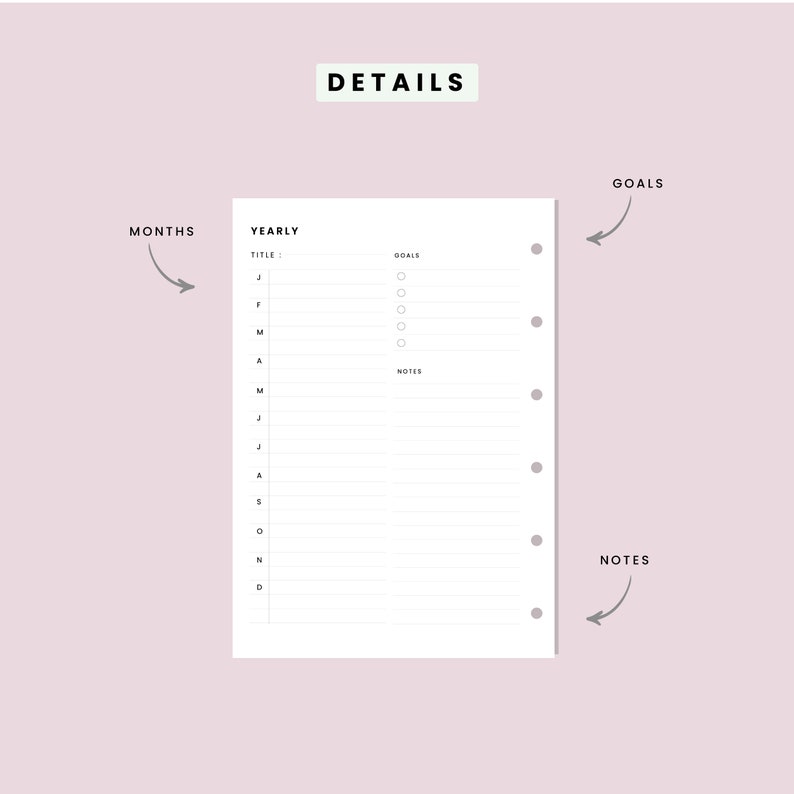 Year at A Glance A5 Planner Inserts, Yearly 1 Page, Yearly Planner ...