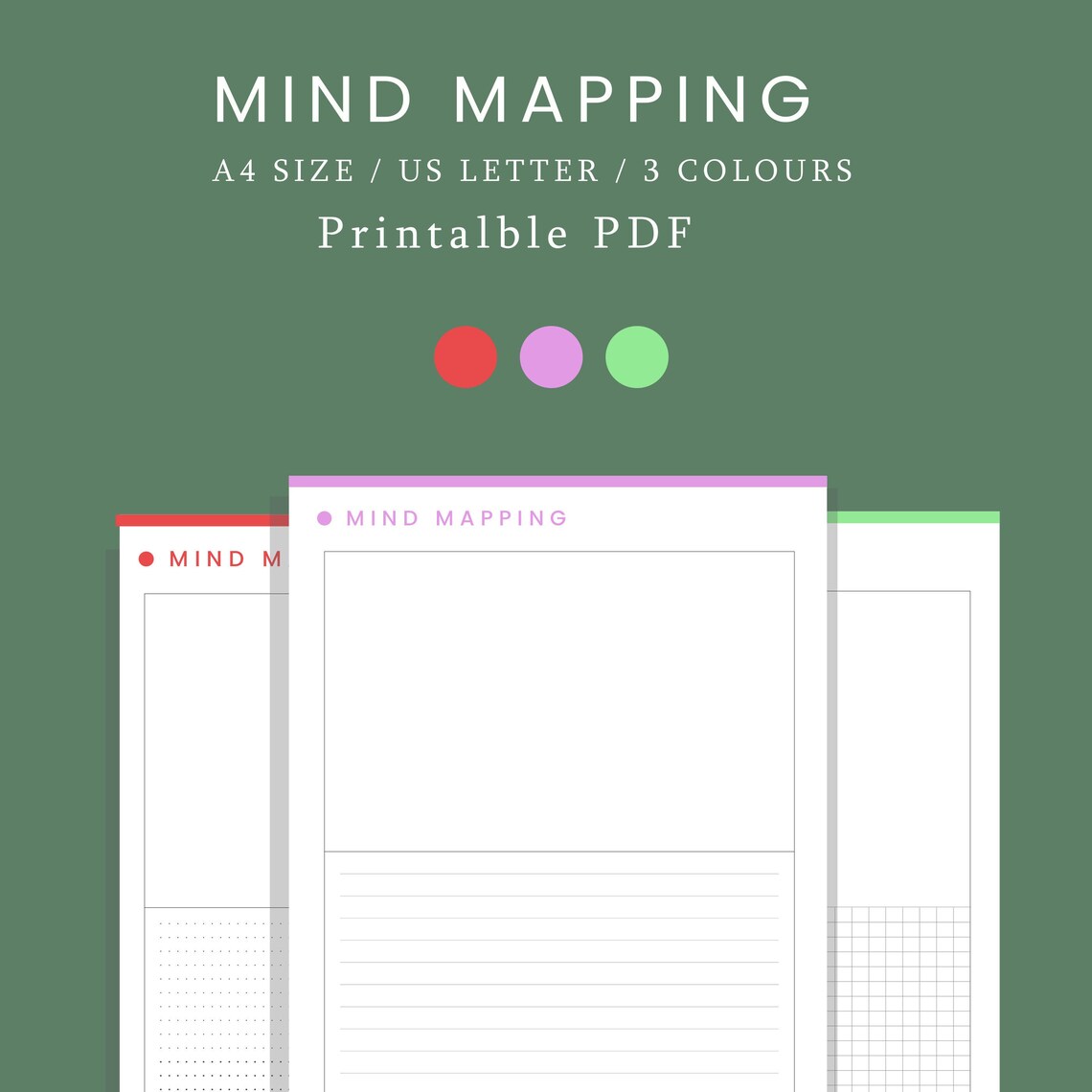 Printable Mind Mapping A4 US Letter Size, Daily Mind Map Planner, Notes ...
